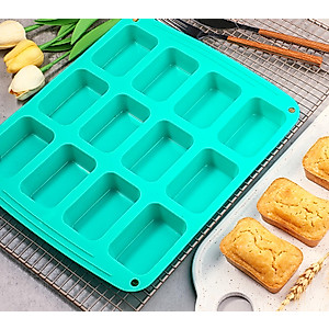 Webake Brownie Pan Silicone Mini Loaf Pan, Rectangular Bar Mold For Cornbread, Soap, Candy, Bread Baking, Butter, Granola Snacks, Keto Fat Bomb and Energy Bar(LFGB Standard)
