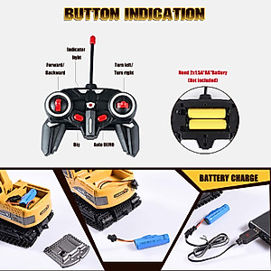 Construction Excavator Toy - Kids Toy Engineering Digger Truck, Remote Control Rechargable Hydraulic Car,Educational Birthday Gifts Kids for 3 4 5 6 7 8 9 Year Old Boys Girls.