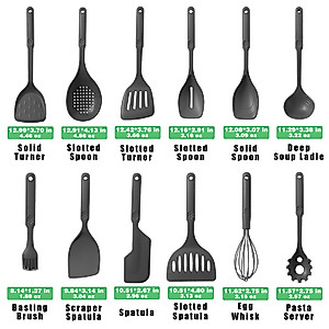Zaeharee 12-Piece Gray Silicone Kitchen Utensils Set - Heat Resistant Complete Silicone Cooking Set with Silicone Spatula - Home Essentials for New Home