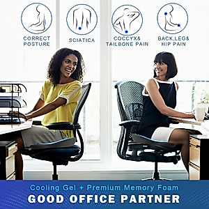 Memory Seat Cushion for Coccyx Sciatica Hemorrhoid Tailbone Back Pain Relief,Memory Foam Ergonomic Posture Seat Pads for Office Chairs, Wheelchair, Kitchen Chairs, Recliner, Car Seats (Grey)