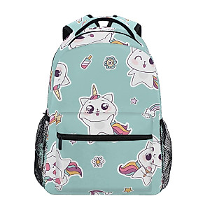 Cute Unicorn Cat Caticorn Backpack Girl Backpacks for School Elementary Cute Bookbags for Girls 3rd 4th 5th Grade