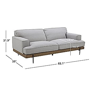 Amazon Brand – Rivet Modern Industrial Metal Leg Sofa Couch, 83.1"W, Light Gray