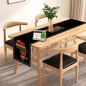 Pudodo Black History Month Table Runner African American Afro Festival Holiday Kitchen Dining Room Home Decoration (13" x 72")