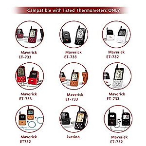 Stanbroil Thermometer Probe with Clips, Set of 2 Waterproof Meat Probe Replacement for Maverick ET-732/733 and Ivation IVA-WLTHERM IVAWT738