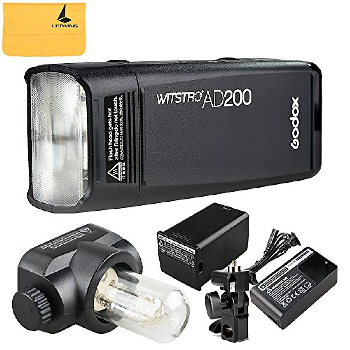 Godox AD200 TTL Flash Strobe, 200Ws 2.4G Pocket Flash Speedlite, 1/8000 HSS Monolight with 2900mAh Lithium Battery, Bare Bulb Flash Head to Provide 500 Full Power Flashes, Recycle in 0.01-2.1s