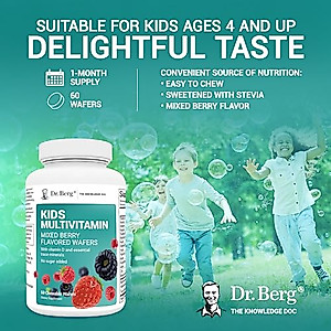 Dr. Berg Kids Chewable Multivitamins (NOT Sweetened w/Sugar) - Daily Multivitamin for Kids That includes 20 Vital Nutrients & A Trace Mineral Complex - Mixed Berry Chewable Vitamins for Kids