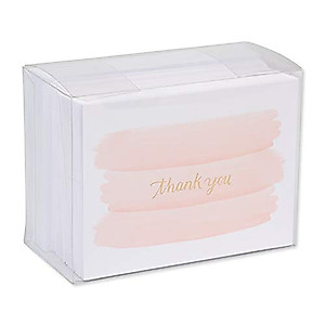 American Greetings Thank You Cards with Envelopes, Pink Brushstrokes (50-Count)