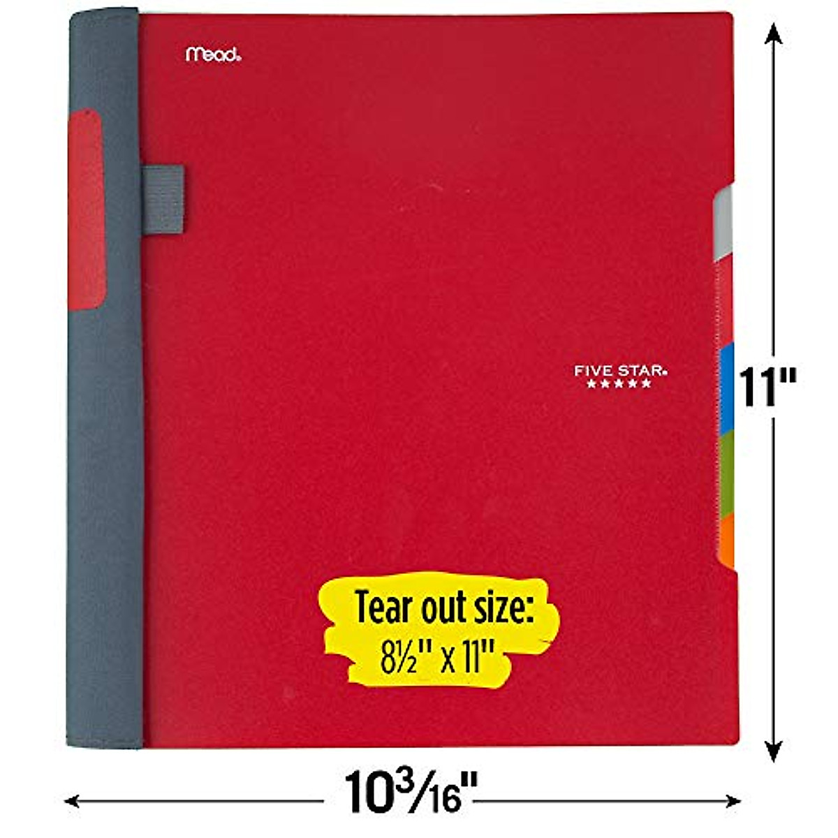 Five Star Advance Spiral Notebook, 5 Subject, College Ruled Paper, 200 Sheets, 11" x 8-1/2, Color Selected For You (06326)