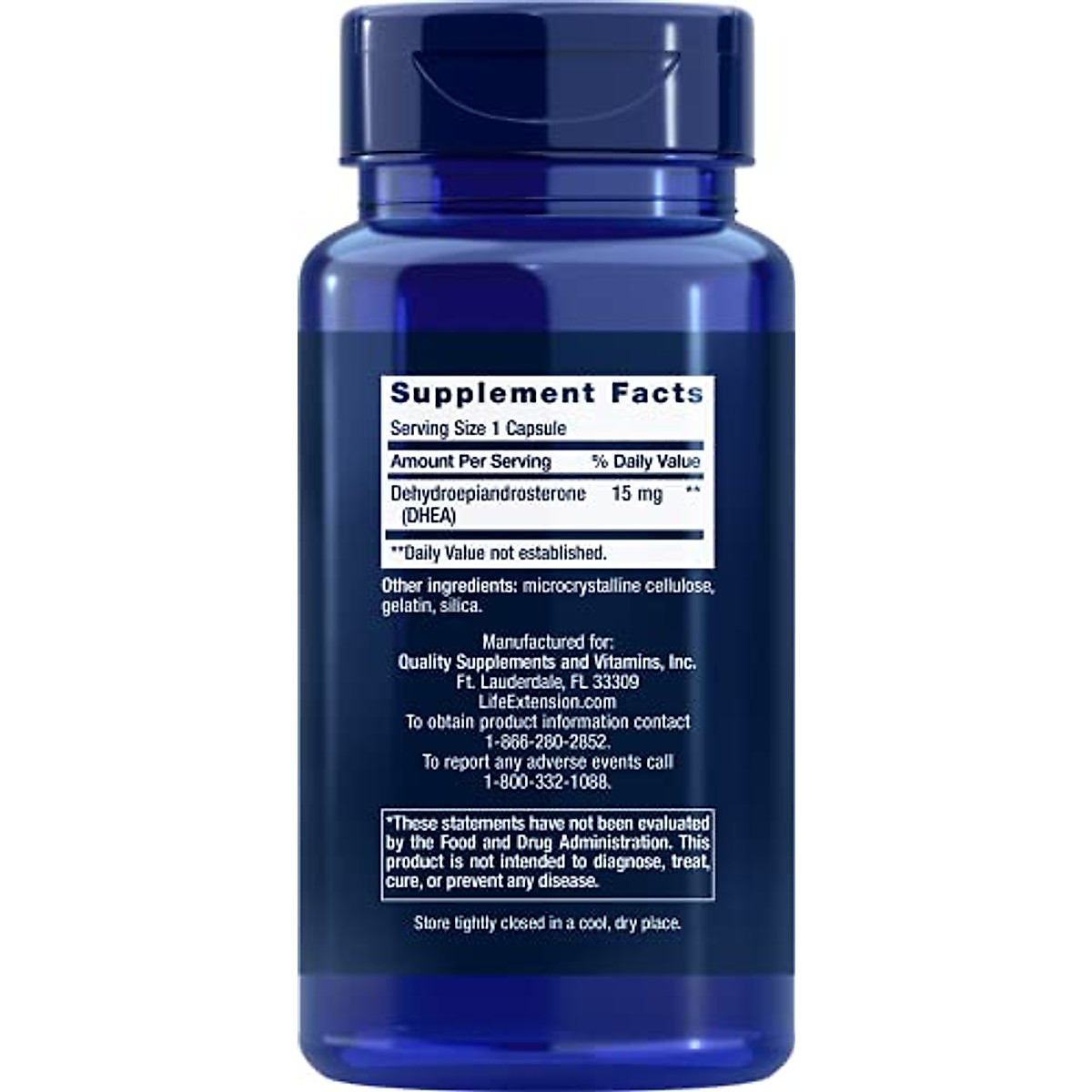 Life Extension DHEA 15mg - For Hormone Balance, Immune Support, Lean Muscle Mass, Anti-Aging, Bone and Sexual Health - Supports Memory & Mood - Gluten-Free, Non-GMO - 100 Capsules