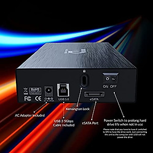 Fantom Drives FD 8TB External Hard Drive - 7200RPM Hard Drive USB 3.2 Gen 1 (USB 3) & eSATA - Aluminum Case for Mac, PC, Xbox One and PS4 - Black,GFP8000EU3-A