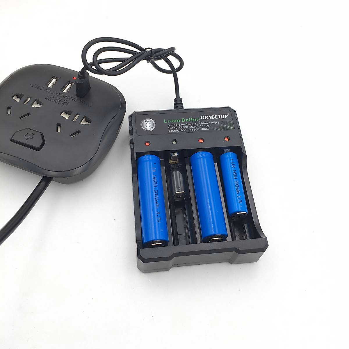 18650 Smart Battery Charger 4 Bay Fast Charge, for 3.7V Li-ion TR IMR 10440 14500 16650 14650 18350 18500 16340(RCR123) Batteries, Universal Smart Rechargeable Battery Charger