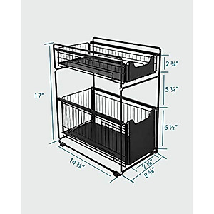 Kitidy 2-Tier Under Sink Cabinet Organizer for Kitchen and Bathroom, Multipurpose Stainless Steel Storage Rack Shelf with Sliding Storage Drawers