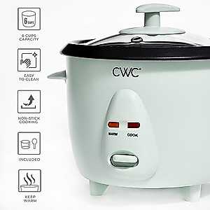 COOK WITH COLOR 6 Cup Rice Cooker 300W - Effortless Cooking and Greatly, Cooks 3 Cups of Raw Rice for 6 Cups of Cooked Rice, Sage