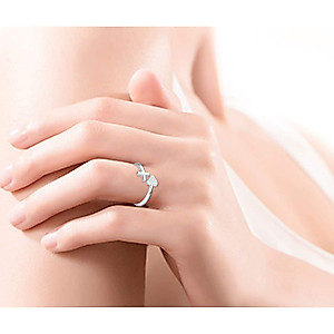 JUSTKIDSTOY S925 Sterling Silver Love Heart Ring Engraved Faith Hope Love Blue/White Open Adjustable Opal Wrap Rings Inspirational Jewelry for Women (White Opal-6)