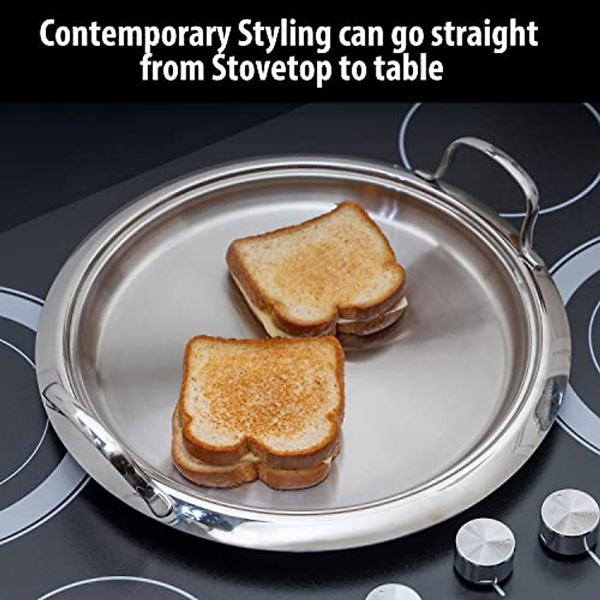 Chef's Secret 5-Ply Stainless-Steel Pancake Pan/Griddle with See Through Glass Lid