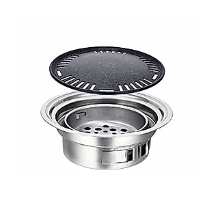 TAMYID Charcoal Grills, BBQ Grills Charcoal Barbecue Grill Stainless Steel Non-stick Barbecue Tray Grills Charcoal Stove For Outdoor Camping (Color : Stove with pan)