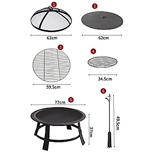 MCNUSS 30in Garden Fire Pits, Outdoor Steel Fire Pit with Spark Screen,Black Stainless Steel Construction Portable Campfire, Backyard and Patio Firepits