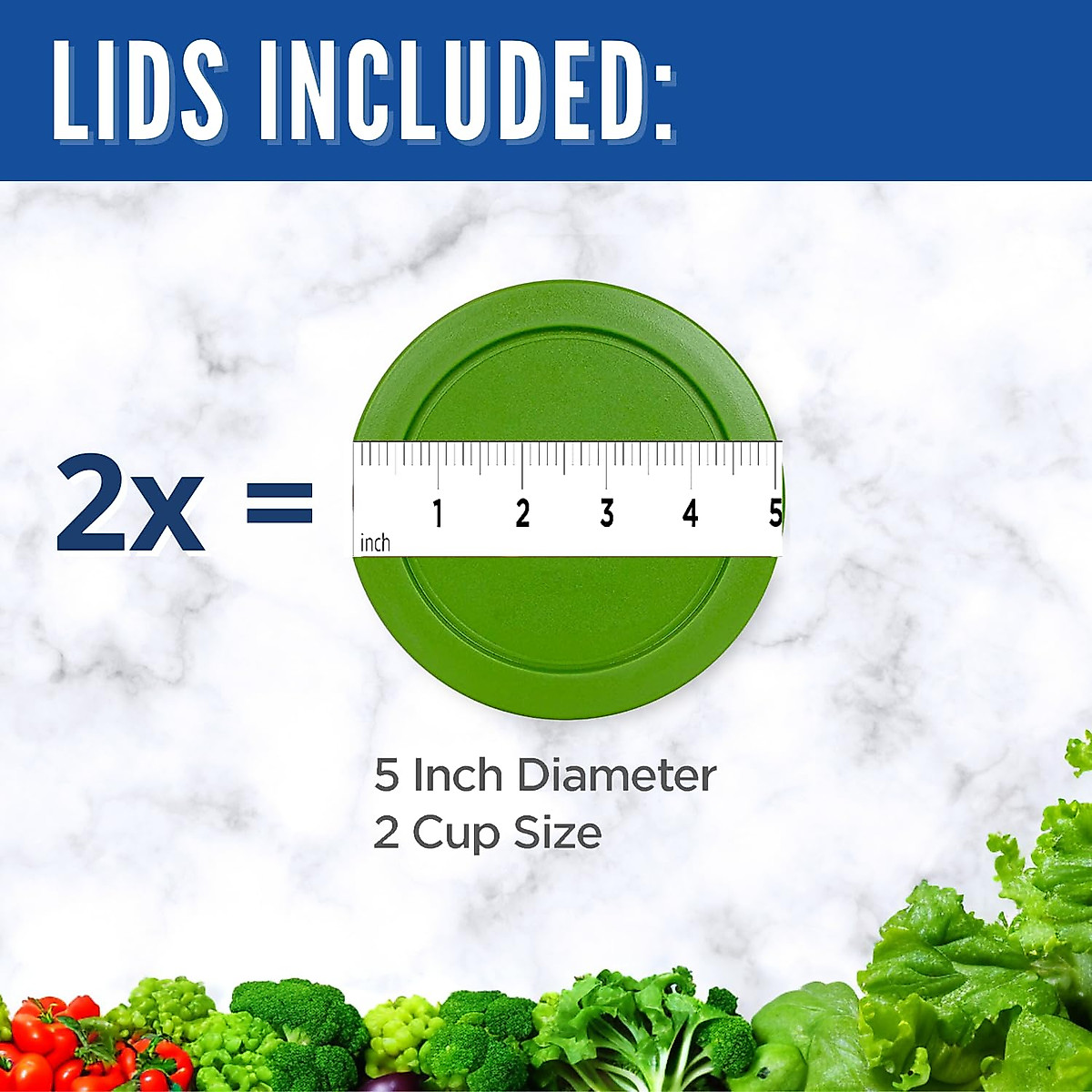 Replacement Lid for Pyrex 5" Storage Plastic Cover 2 Cup Bowl 7200-PC Turqoise (2-Pack)