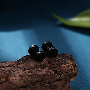 Jstyle 4 Pairs Hypoallergenic Black Stainless Steel Earrings For Sensitive Ears Simple Stud and Hoop Earrings Huggie Earring Set 18G