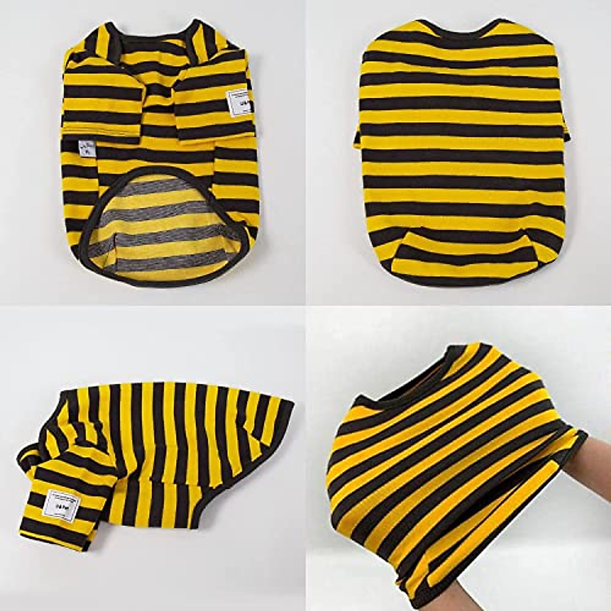 U&Pet Dog All Day Striped T-Shirts Cotton Clothes,Pet Stretchy Soft Basic Clothes for Small Medium Large Dogs (L, Grey)