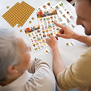 cyazila Fall Bingo Cards, Fall Autumn Bingo Games, Hello Fall Bingo Games, 24 Player Bingo Game Sets for Adults, Birthday, Thanksgiving Day, Fall Party, Outdoor Indoor Games, B007