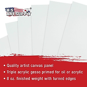 US Art Supply 24-Pack of 8 X 10 inch Professional Artist Quality Acid Free Canvas Panel Boards for Painting Value Pack of 24 (1 Full Case of 24 Single Canvas Board Panels)