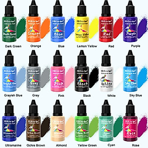 Airbrush Paint Set - 30 Colors Ready to Spray Airbrush Kit with 2 Cleaning Brush, Water Based Acrylic Air Brush Paint for Metal, Plastic Models, Artists - 0.7fl oz