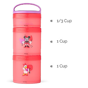 Whiskware Disney Stackable Snack Containers for Kids and Toddlers, 3 Stackable Snack Cups for School and Travel, Minnie and Daisy