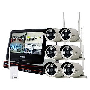 (2022 Upgraded Ver.) [8CH] Crystal Vision CVT9608E-3010W All-in-One True HD Wireless Surveillance System NVR CCTV w/ 2TB HDD, Built-in Monitor & Router, Camera Auto Pair