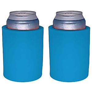 Blank Thick Foam Old School Can Cooler (2 Pack, Neon Blue)