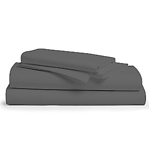 THREAD SPREAD Luxury Egyptian Cotton Sheets King Size - 600 Thread Count Sheets King 4 PC Luxury Sheets King Size, 16" Deep Pocket, Soft, Cooling Sateen Weave Hotel Luxury Bed Sheets Set - Dark Grey