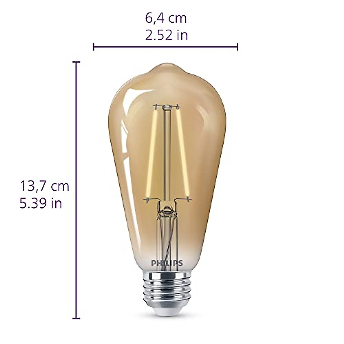 Philips LED Vintage Flicker-Free Amber Spiral ST19, Dimmable, Eye Comfort Technology, 300 Lumen, Amber (2000), 4.4W=40W, Title 20 Certified, E26 Base, 4PK (573963)