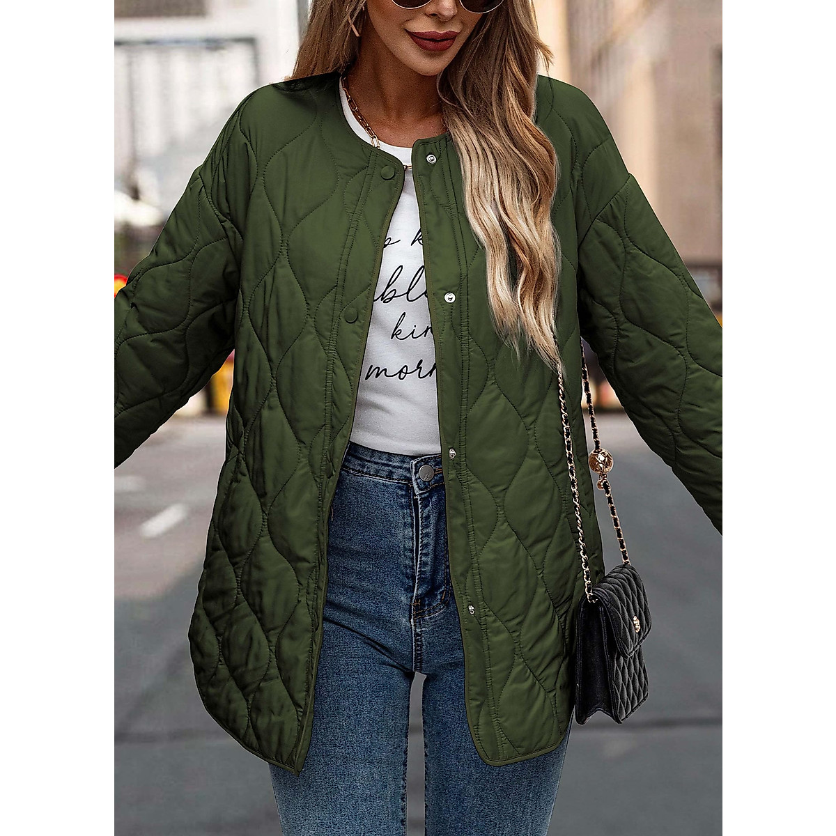 PRETTYGARDEN Women's Fall Clothes Trendy Casual Lightweight Jackets Oversized Winter Coat Outerwear with Pockets (Army Green,Small)