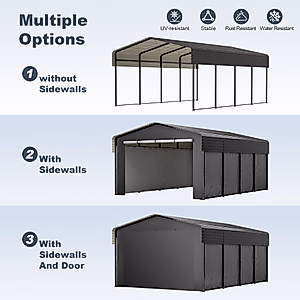 LZbeiteM 13 x 20 ft Car Ports Heavy Duty - Prefab Metal Carport with Galvanized Steel Roof with Sidewalls Enclosure Kit, Sturdy Heavy Duty Metal Carport for Cars, Boats, and Tractor