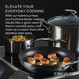 Circulon Stainless Steel Cookware Pots and Pans Set with SteelShield Hybrid Stainless and Nonstick Technology