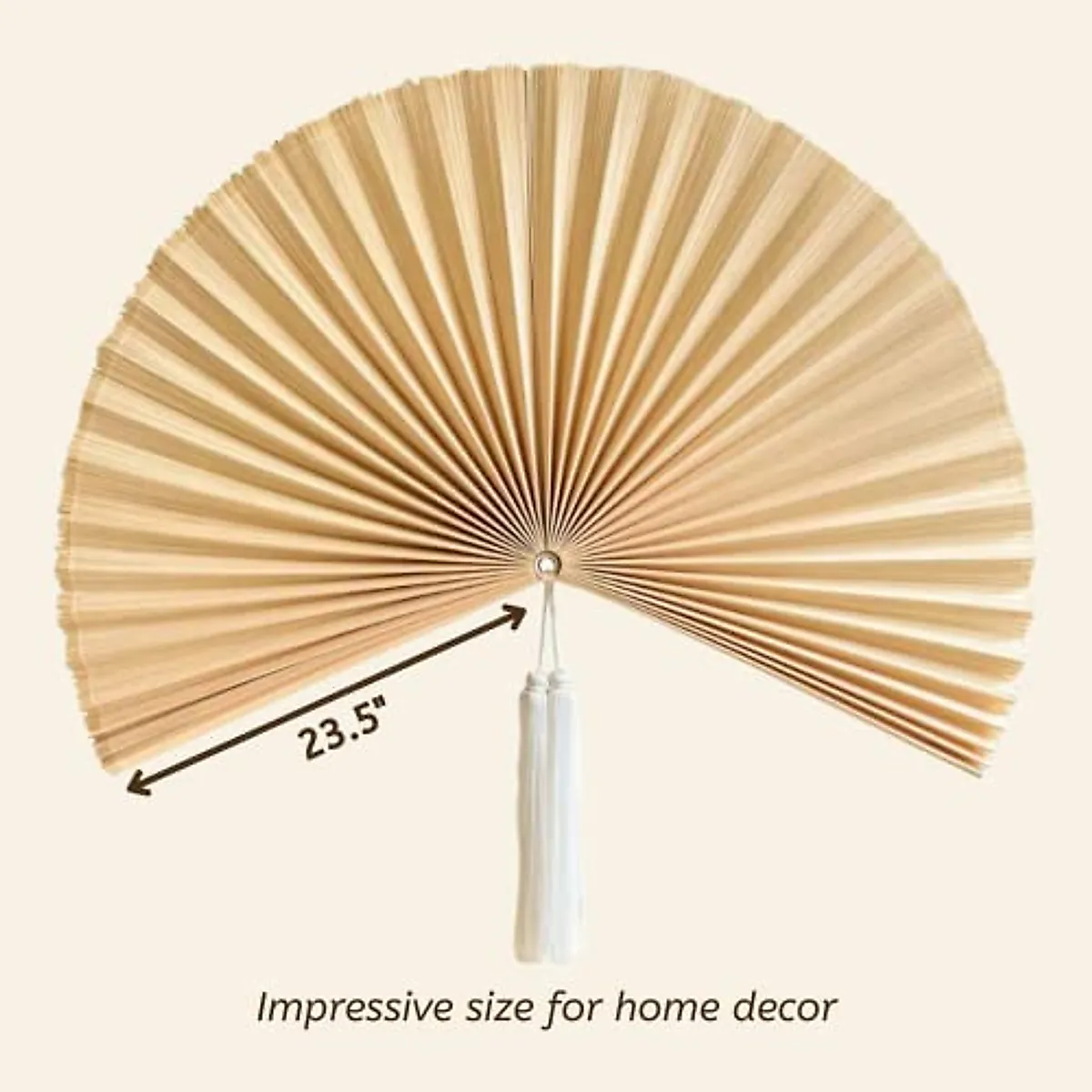 ChicnChill Oriental Wall Fan, Giant Bamboo Fan with Tassel, Oriental Woven Wall Hanging ,Decorative Fan Above Bed, Rustic Wall Pediment for Home Decor (Extra Large 47''x23.5'')