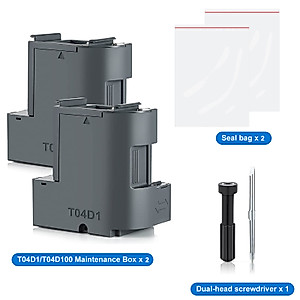 Poschink T04D1 T04D100 Ink Maintenance Box for ET-15000 ET-3750 ET-3760 WF-2860 ET-4760 ET-3850 ET-4850 XP-5100 ET-3710 ET-5150 ET-3830 ET-M1000 ST-3000 ET-M2170 Etc. Printers, 2 Packs