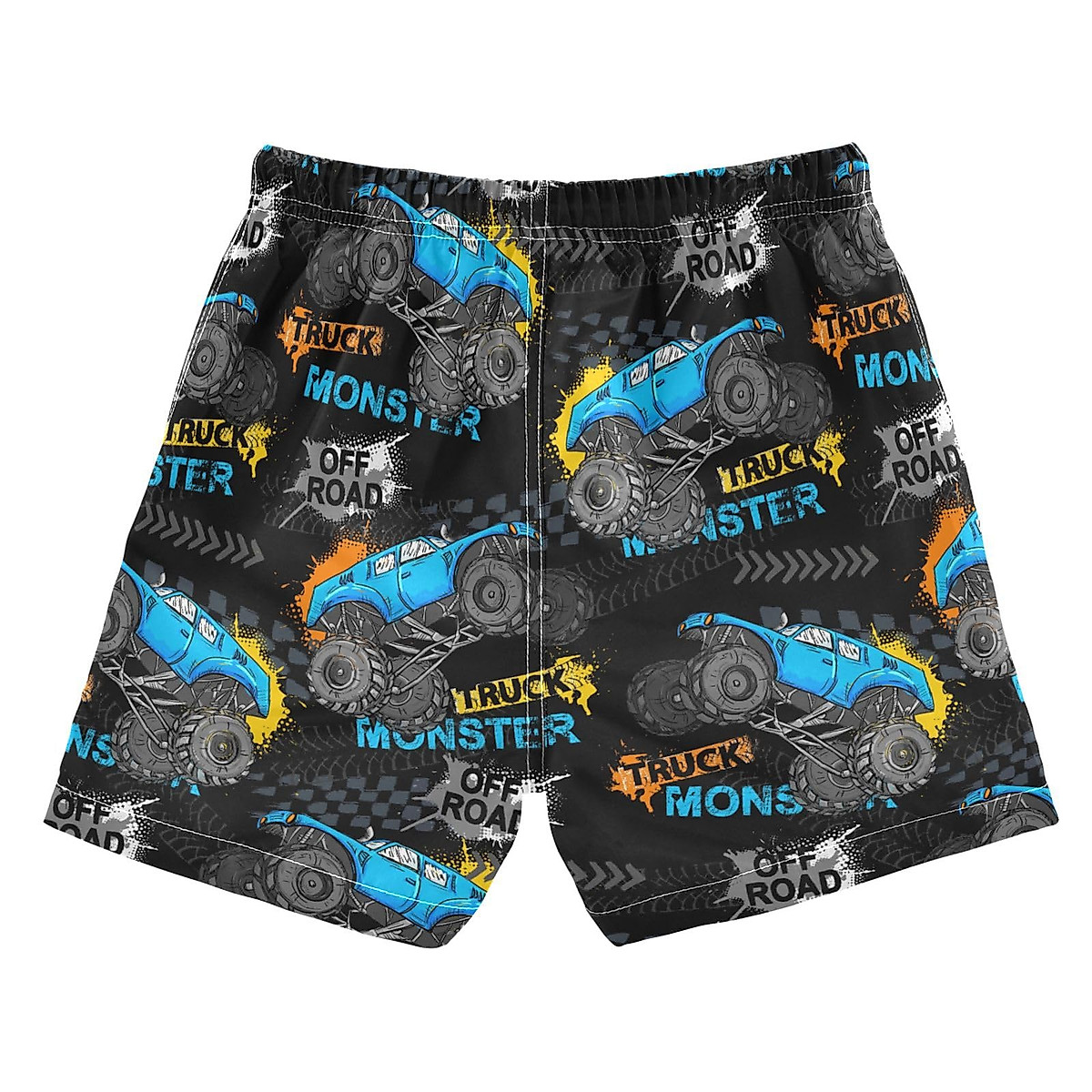 JHKKU Boys Swim Trunks Monster Truck Bathing Suits Swim Board Shorts Swimsuit with Mesh Lining 6 Years