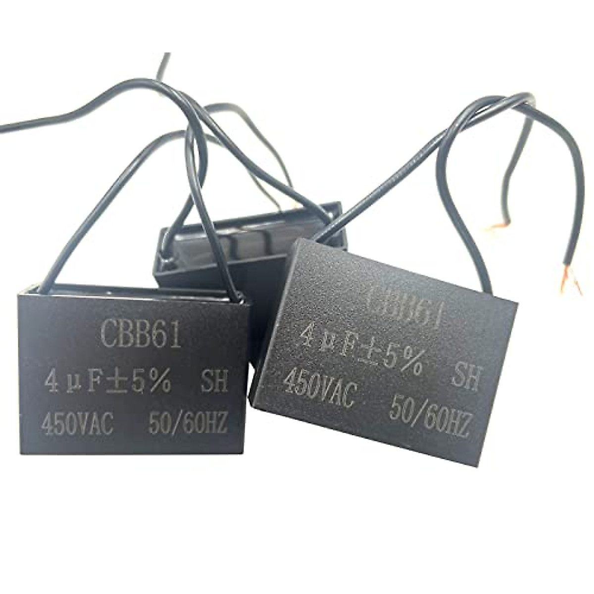 3Pcs CBB61 Celiling Fan Capacitor 2-Wire 4uF 450V AC 50/60Hz Metallized Polypropylene Film Capacitors