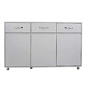 GLCHQ Storage Drawer File Cabinet nightstand Side Cabinet Entryway Console Side Tableswith Three Drawers and Three Doors for Office or Living Room Kitchen Room (Three Doors, Grey)