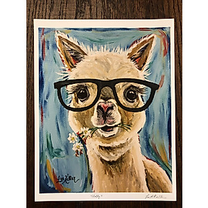 Alpaca Art Print - Alpaca Decor - Alpaca with Glasses Art - Gifts for Alpaca Lovers - Cute Alpaca Print - Alpaca Gifts - Alpaca Wall Art - Llama Art Alpaca Art from Lee Keller, Hippie Hound Studios