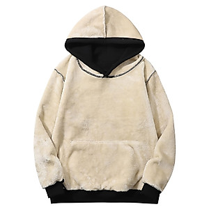 Perbai Mens Winter Warm Fleece Hoodie Pullover Long Sleeve Sherpa Lined Hooded Sweatshirt with Pocket(LightGrey-L)