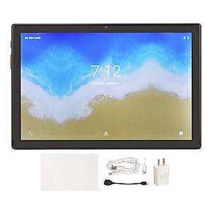 10.1 Inch Tablet, Octa Core Phone Tablet 100‑240V White Dual SIM Dual Standby for Work for Android 12 (US Plug)