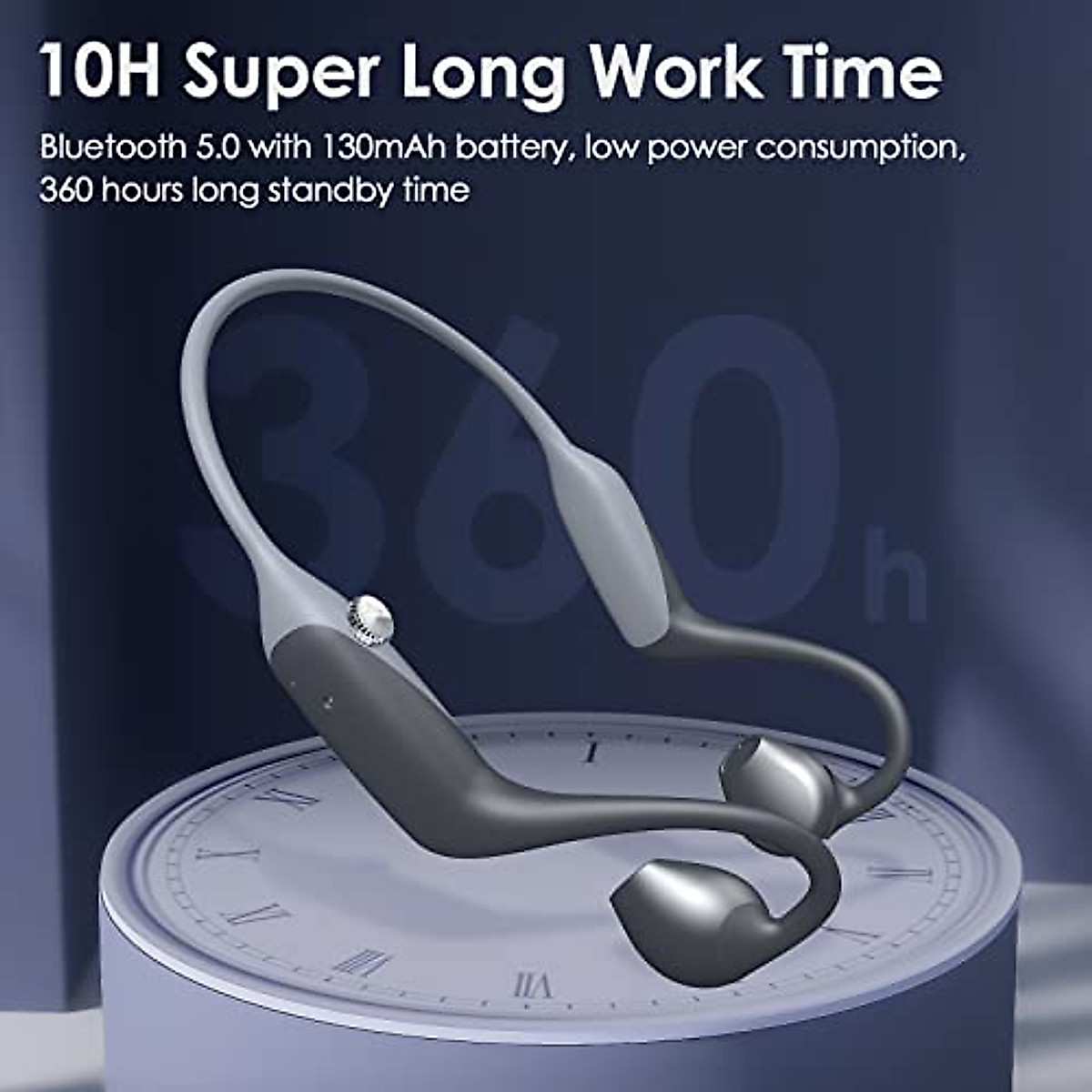 HCMOBI Open Ear Comfort Headphones, Soft Silicone and Skin Friendly, Air Conduction Headsets, 10H Playtime with Mic, Hi-Fi Stereo, ENC Noise Reduction, IP45 Waterproof, for Running, Workout, Cycling