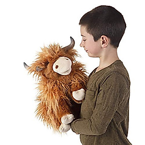 Folkmanis Highland Cow Hand Puppet, Brown