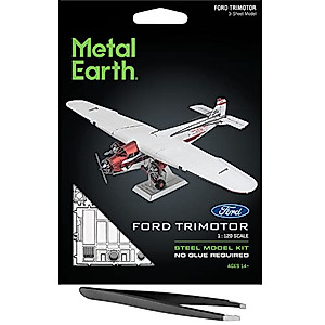 Fascinations Metal Earth Ford Trimotor 3D Metal Model Kit Bundle with Tweezers