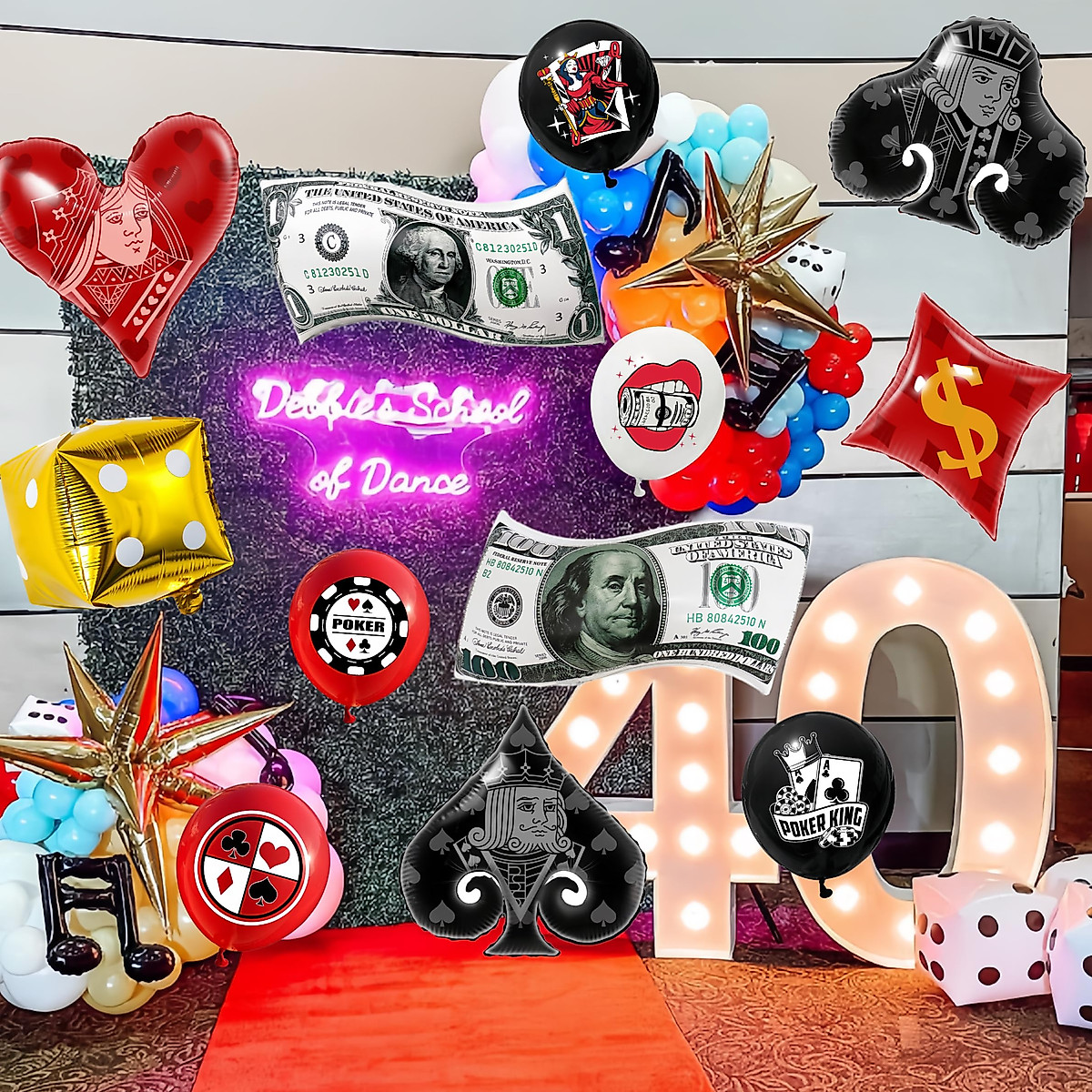 4PCS Money Dollar Currency Money Bill Balloons/Dollar Bill Party Balloons/Money Theme Birthday/Big Size Fake Money Reusable Balloons/Casino Party/Baby Shower Boss/Las Vegas Party/Graduation