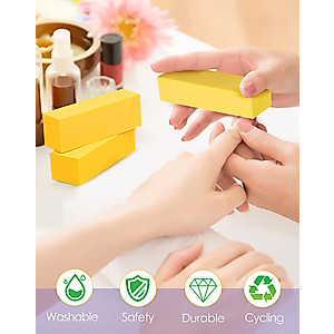 Maryton Nail Buffer Fine Grit Finishing Block, 240 Grit Professional Yellow Buffing Blocks for Natural Nails - Buff Nails Prior to Application of Gel Polish, Nail Lacquer, 5 Count
