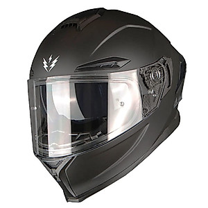1Storm Motorcycle Full Face Helmet DOT Adults Street Bike Dual Visor Sun Inner Shield Anti Fog Pinlock Ready Shield : Matt Black