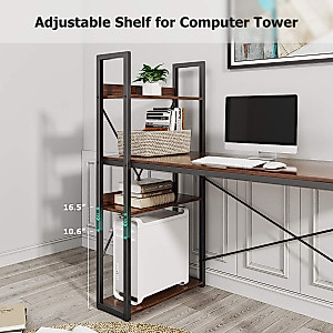 LIFEFAIR Home Office Desk with Shelves 47", Computer Desk Modern Writing Desk with Bookshelf for Home and Office Easy Assemble
